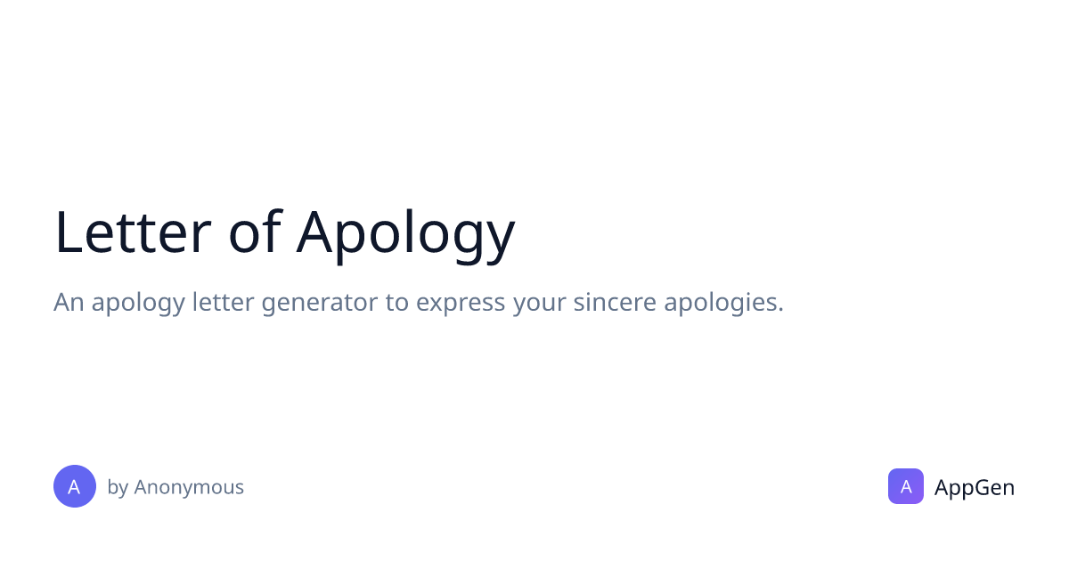 Letter of Apology | AppGen