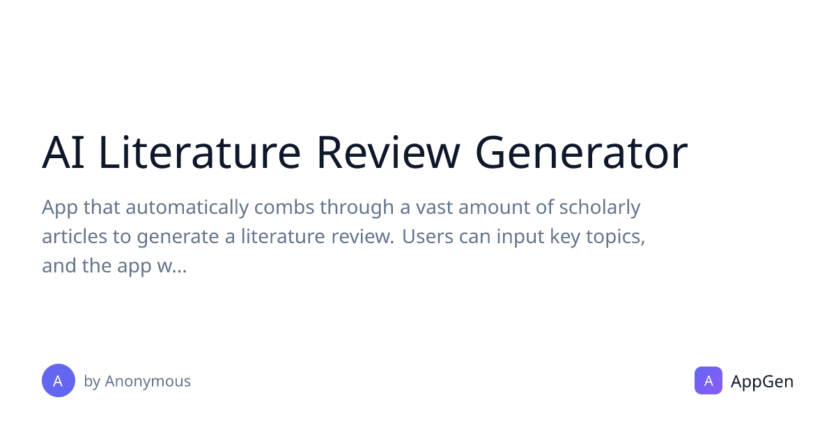 AI Literature Review Generator | AppGen