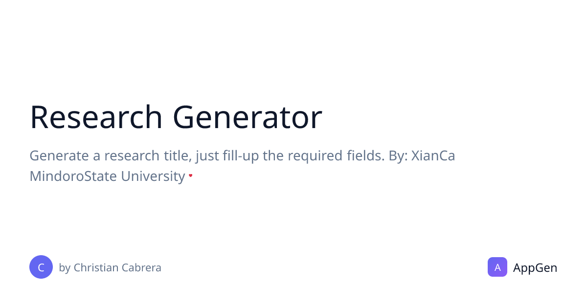 Research Generator | AppGen