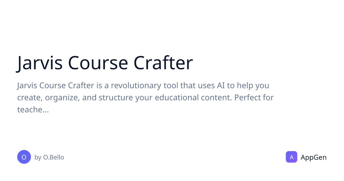 Jarvis Course Crafter | AppGen