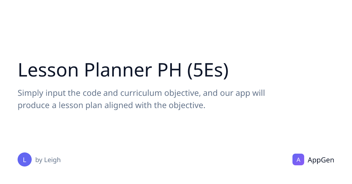 Lesson Planner PH (5Es) | AppGen
