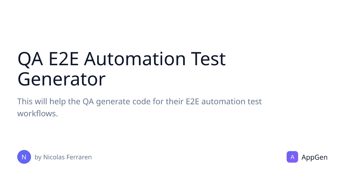 QA E2E Automation Test Generator | AppGen
