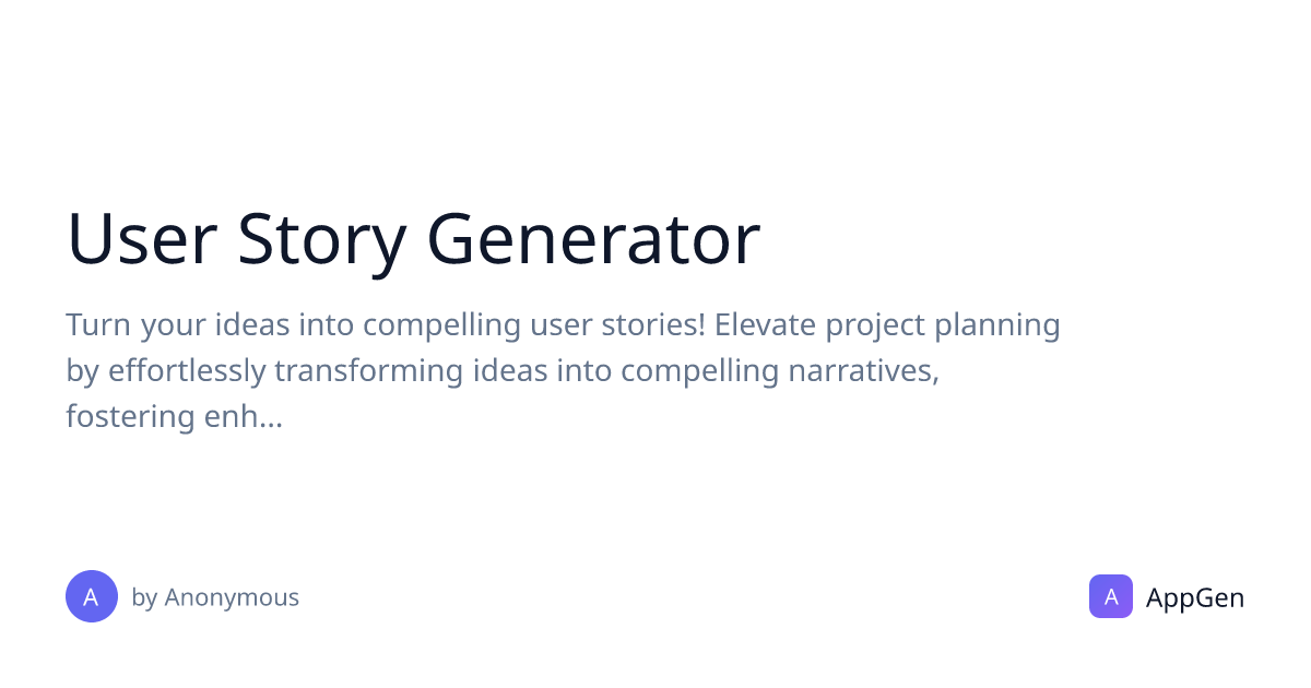 User Story Generator | AppGen