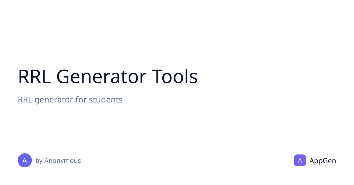 RRL Generator Tools | AppGen