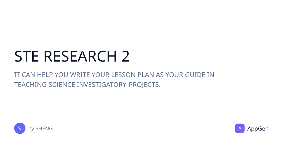 STE RESEARCH 2 | AppGen