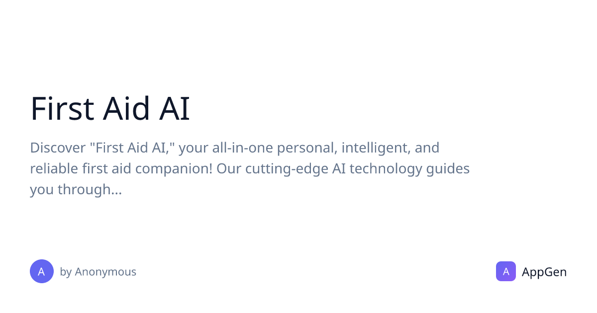First Aid AI | AppGen