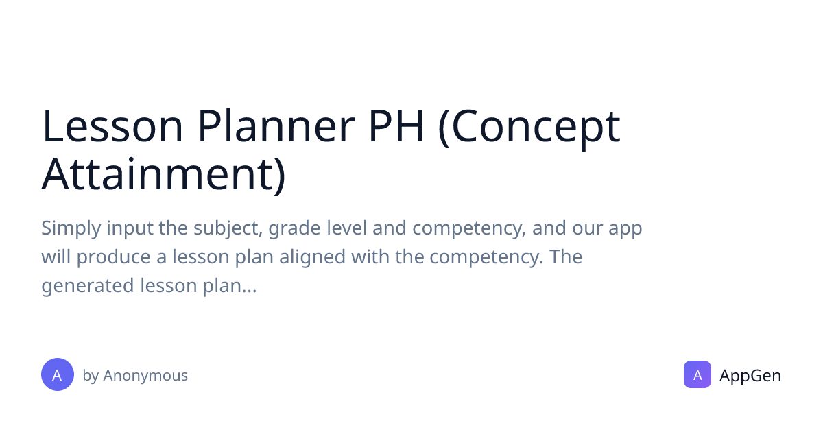 Lesson Planner PH (Concept Attainment) | AppGen