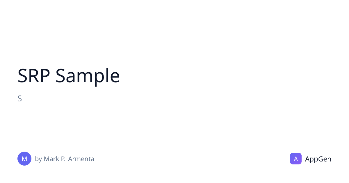 SRP Sample | AppGen