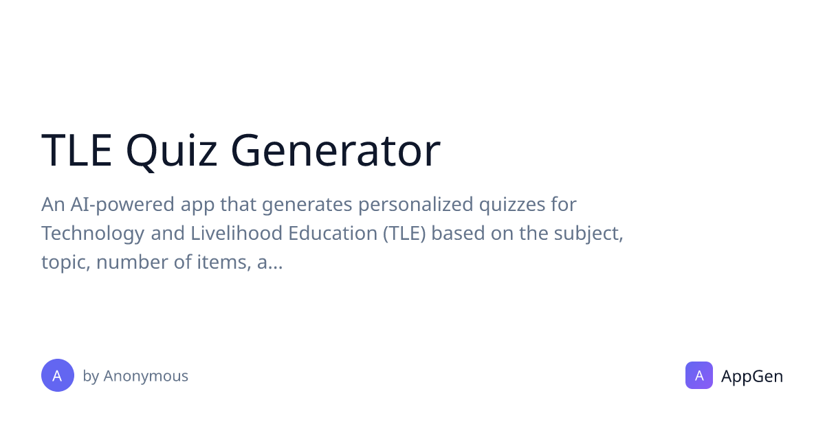 TLE Quiz Generator | AppGen
